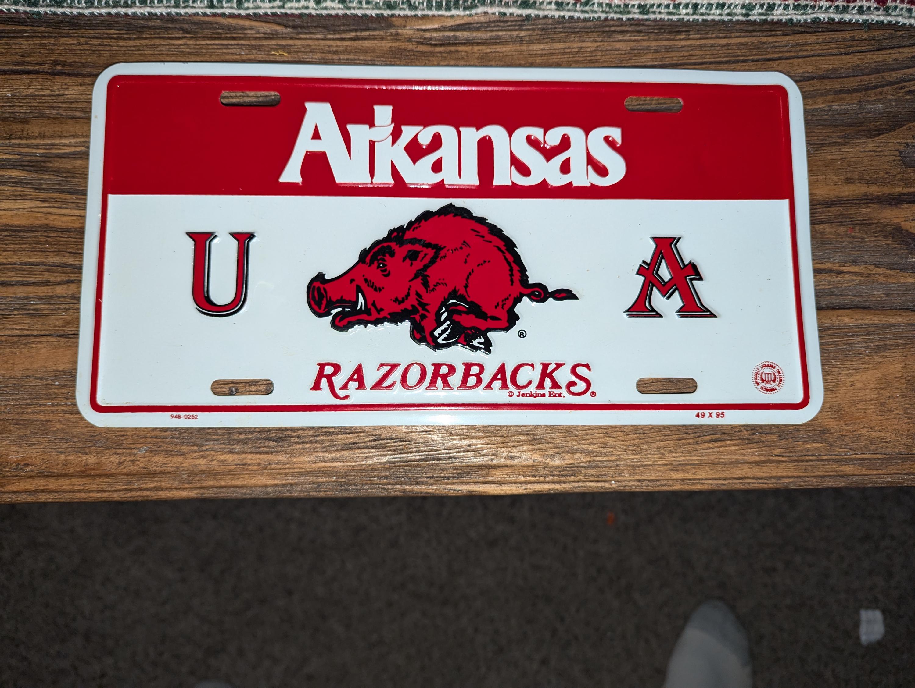 1973 Vintage Arkansas Razorbacks Red Mirrored Laser Cut License Plate ...