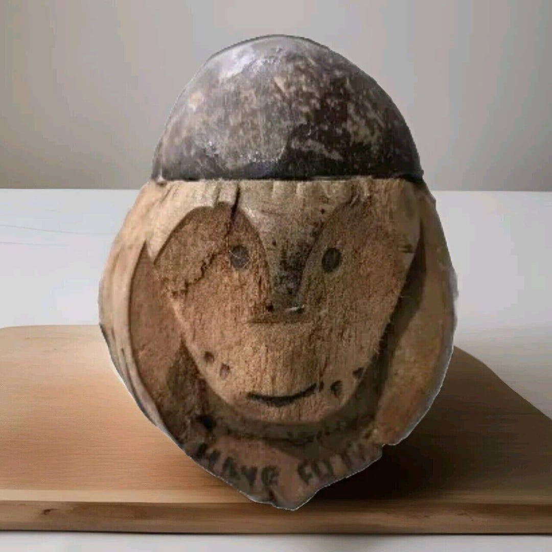 Hawaiian Patented have Fun Hand-carved Wooden Coconut Monkey Bank ...