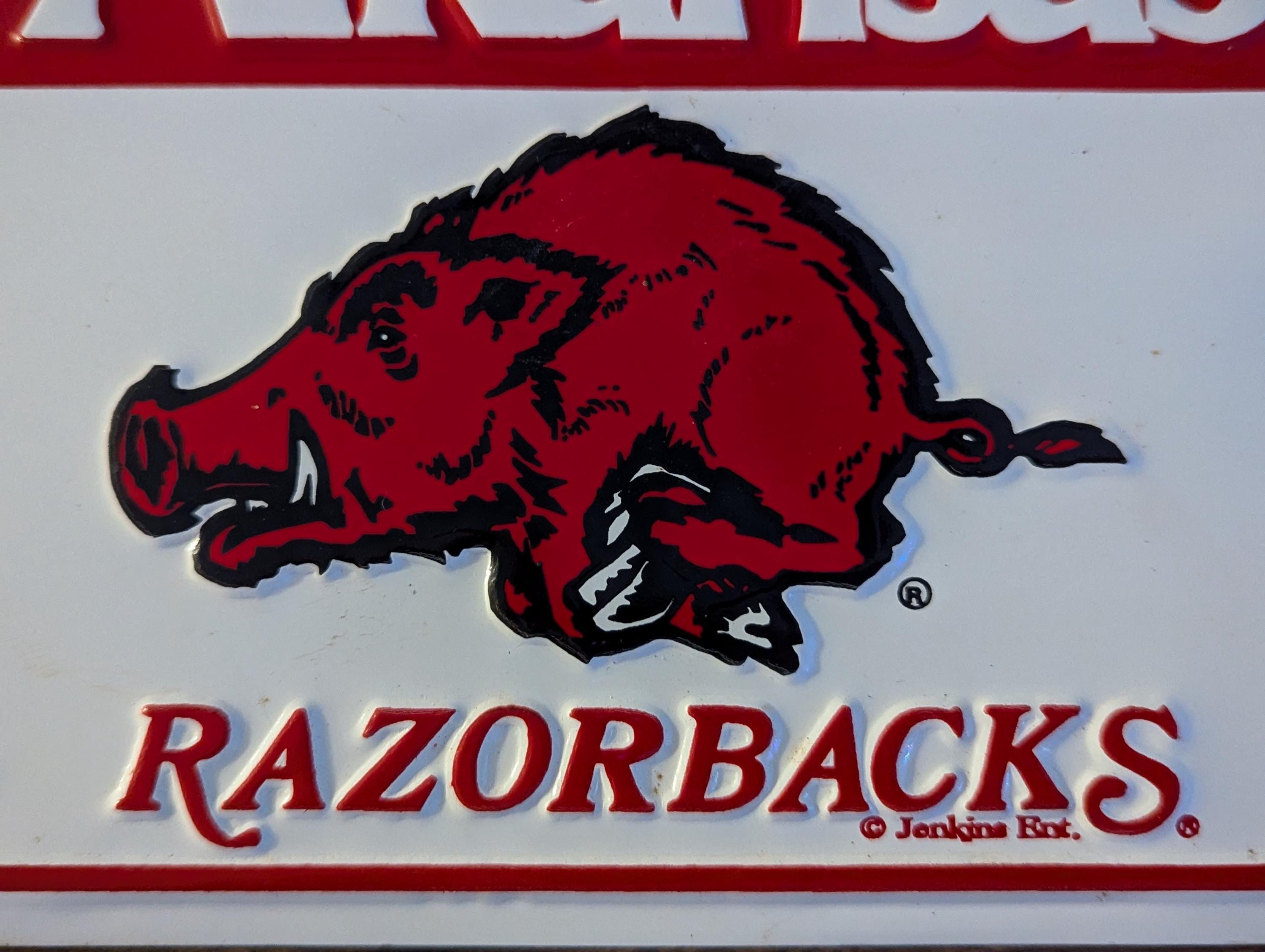 1973 Vintage Arkansas Razorbacks Red Mirrored Laser Cut License Plate ...