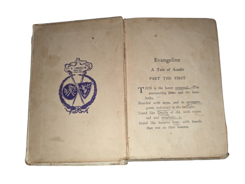 Rare Vintage Antique Book Evangeline Longfellow - Etsy