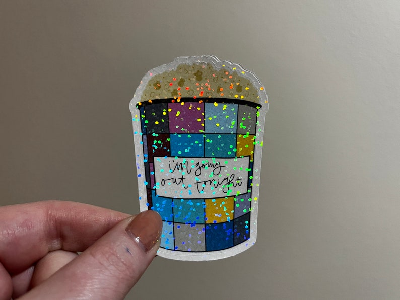 Popcorn Bucket Sticker, I'm Going Out Tonight Handdrawn Sticker - Etsy