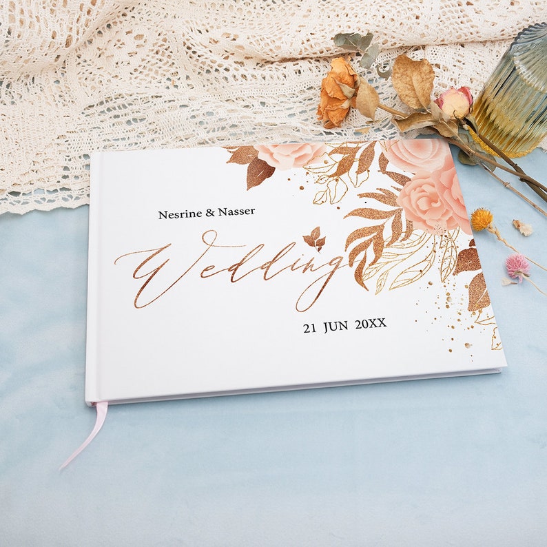 Wedding Sign-in Book, Custom Elegant Mr and Mrs Wedding Signature Hard ...