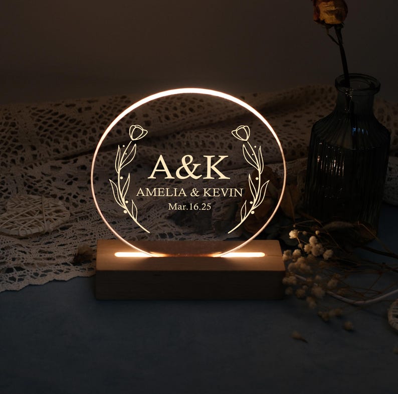 Custom Couples LED Night Light, Personalized Anniversary Gift - Etsy