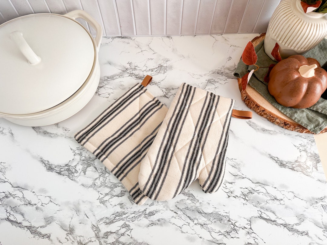 Set of 2,magnet Cotton Linen Hotpads,leather Loop,potholders,gift for ...