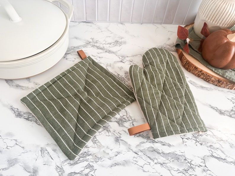 Set of 2,magnet Cotton Linen Hotpads,leather Loop,potholders,gift for ...