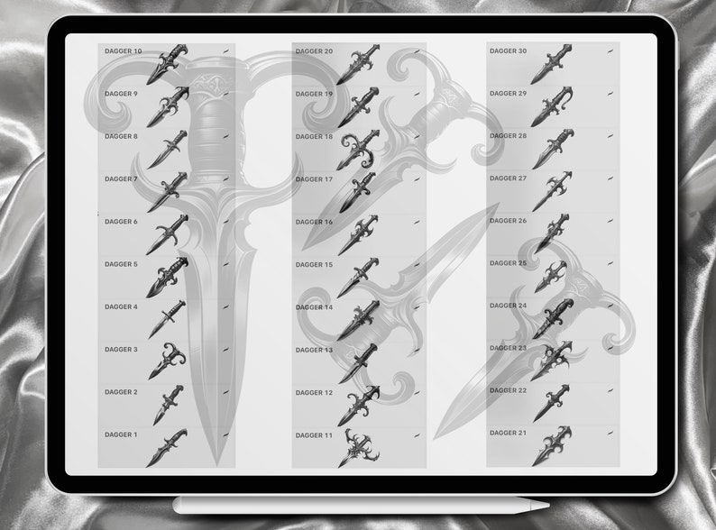 Dagger Tattoo Designs 30 Stamps Pack | INSTANT DOWNLOAD | Dagger ...