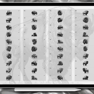 Bison Tattoo Designs 40 Stamps Pack | INSTANT DOWNLOAD | Bison Brushes ...