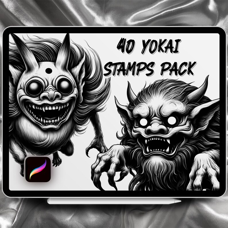 Yokai Tattoo Designs 40 Stamps Pack | INSTANT DOWNLOAD | Yokai Stamps ...