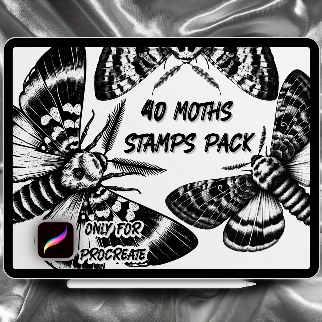 Moth Tattoo Designs 40 Stamps Pack | INSTANT DOWNLOAD | Moth Stamps ...