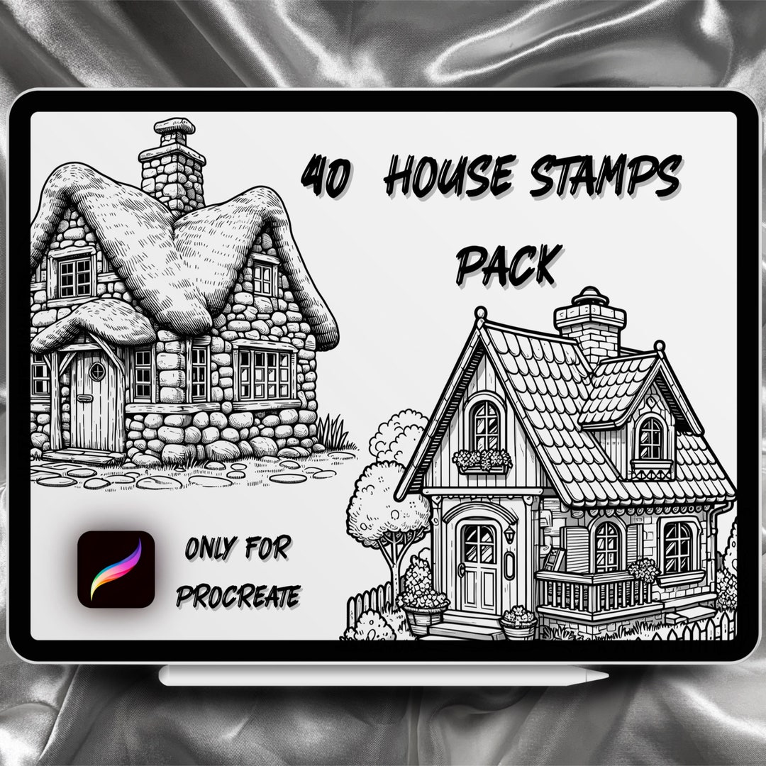 House Tattoo Designs 40 Stamps Pack | INSTANT DOWNLOAD | House Brushes ...