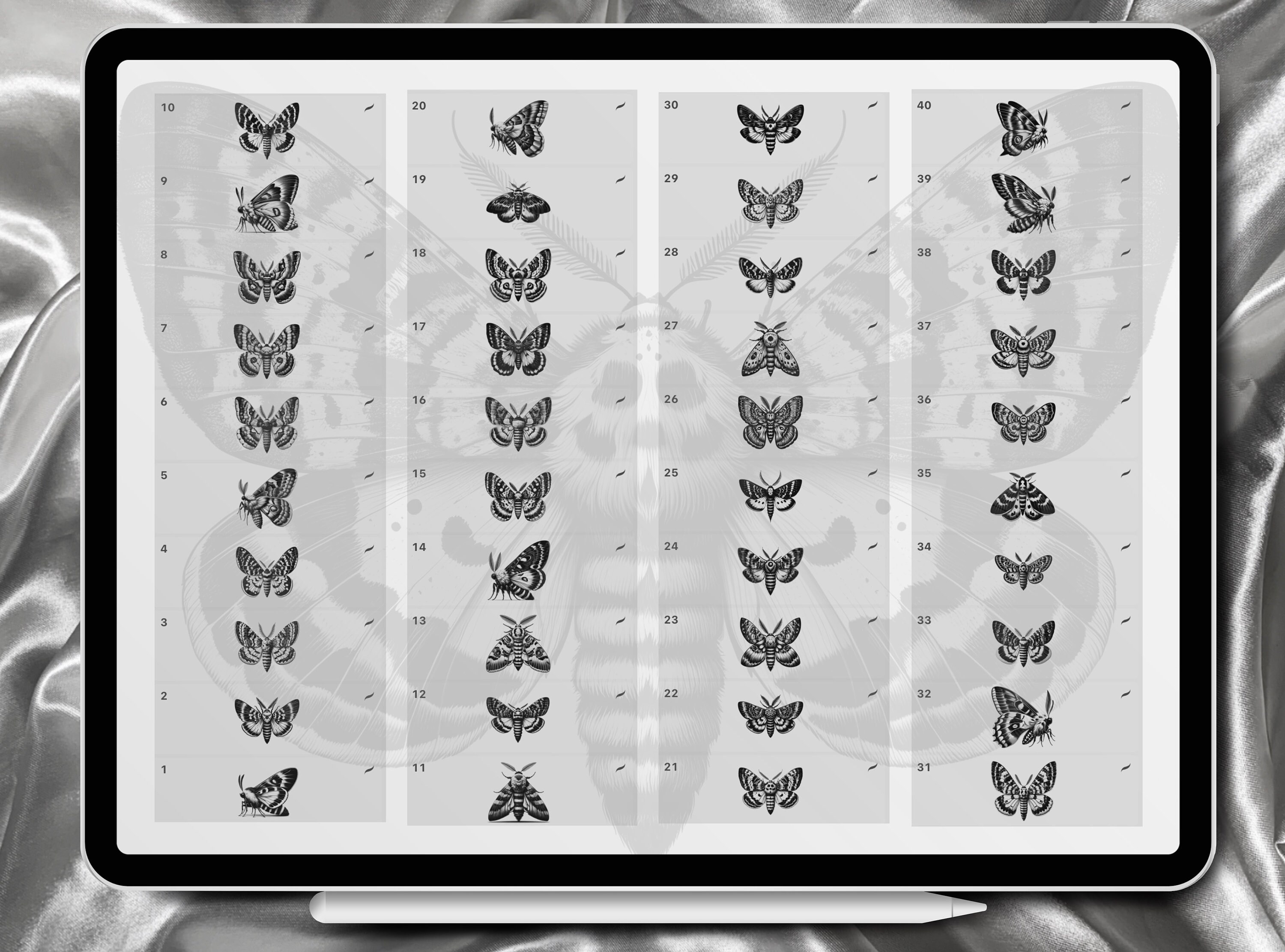 Moth Tattoo Designs 40 Stamps Pack | INSTANT DOWNLOAD | Moth Stamps ...