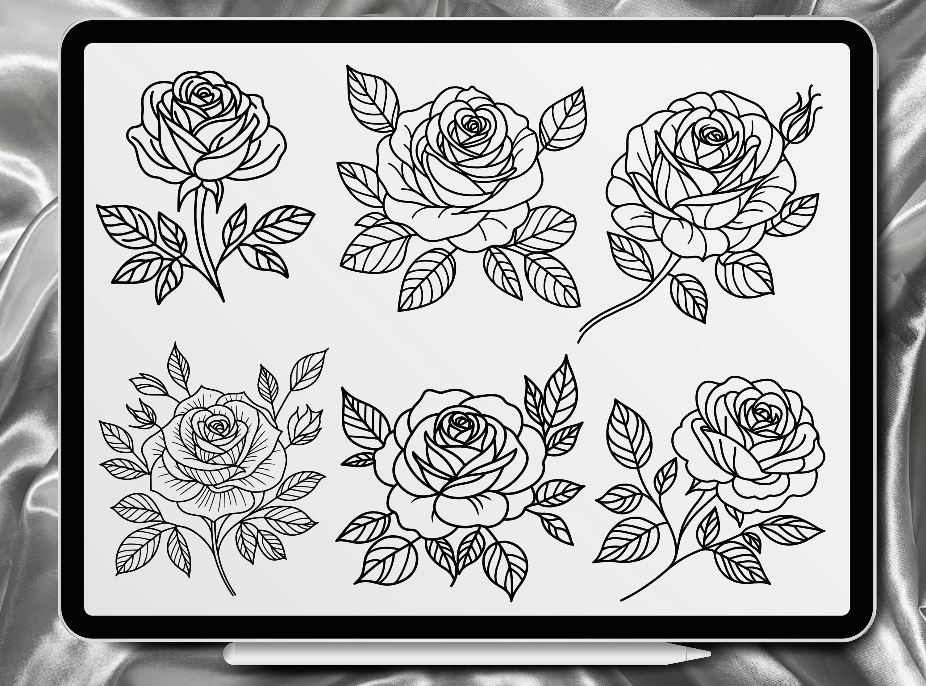 Rose Tattoo Designs 50 Stamps Pack | INSTANT DOWNLOAD | Rose Brushes ...