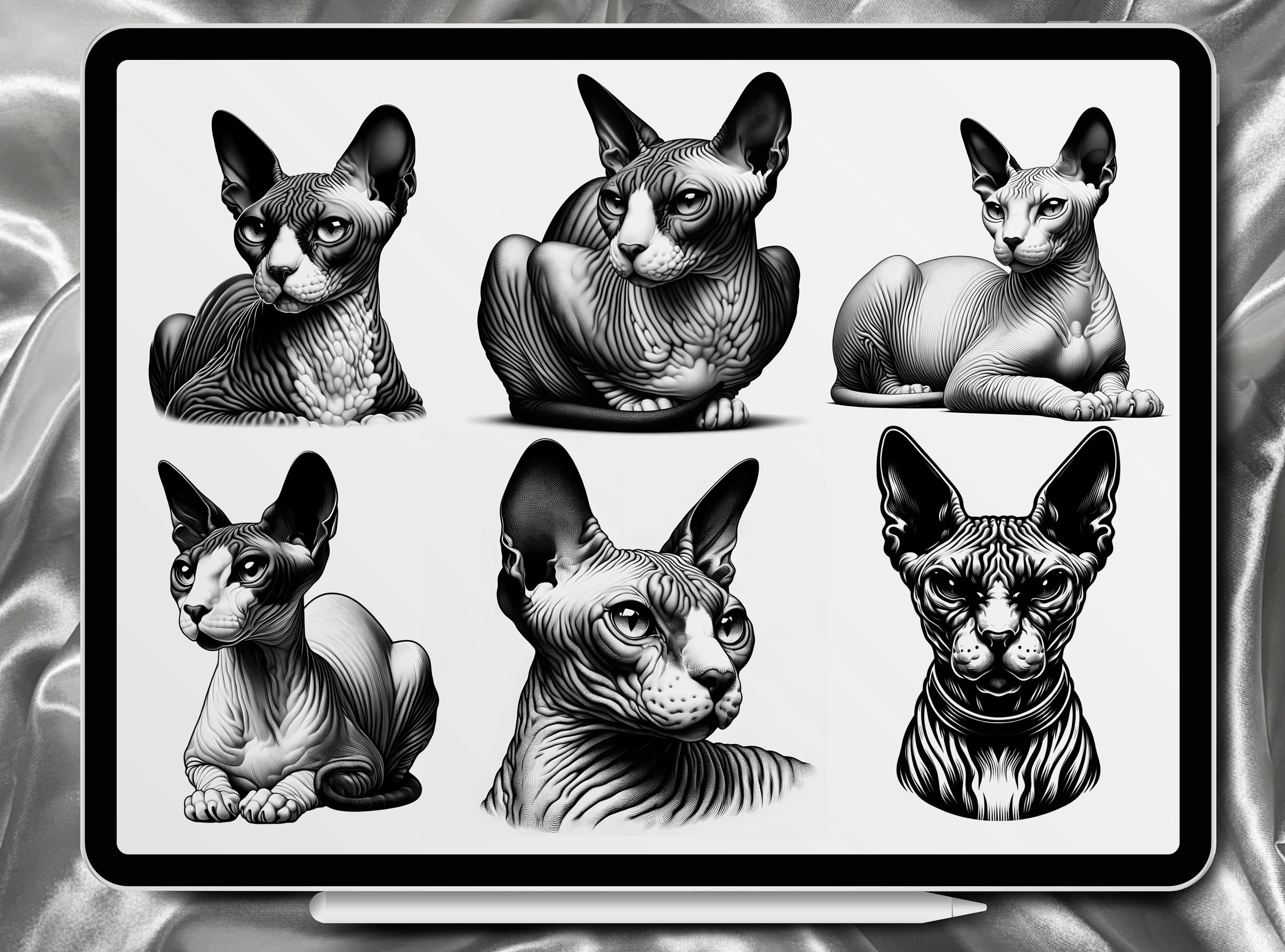 Sphinx Cat Tattoo Designs 40 Stamps Pack | INSTANT DOWNLOAD | Sphinx ...