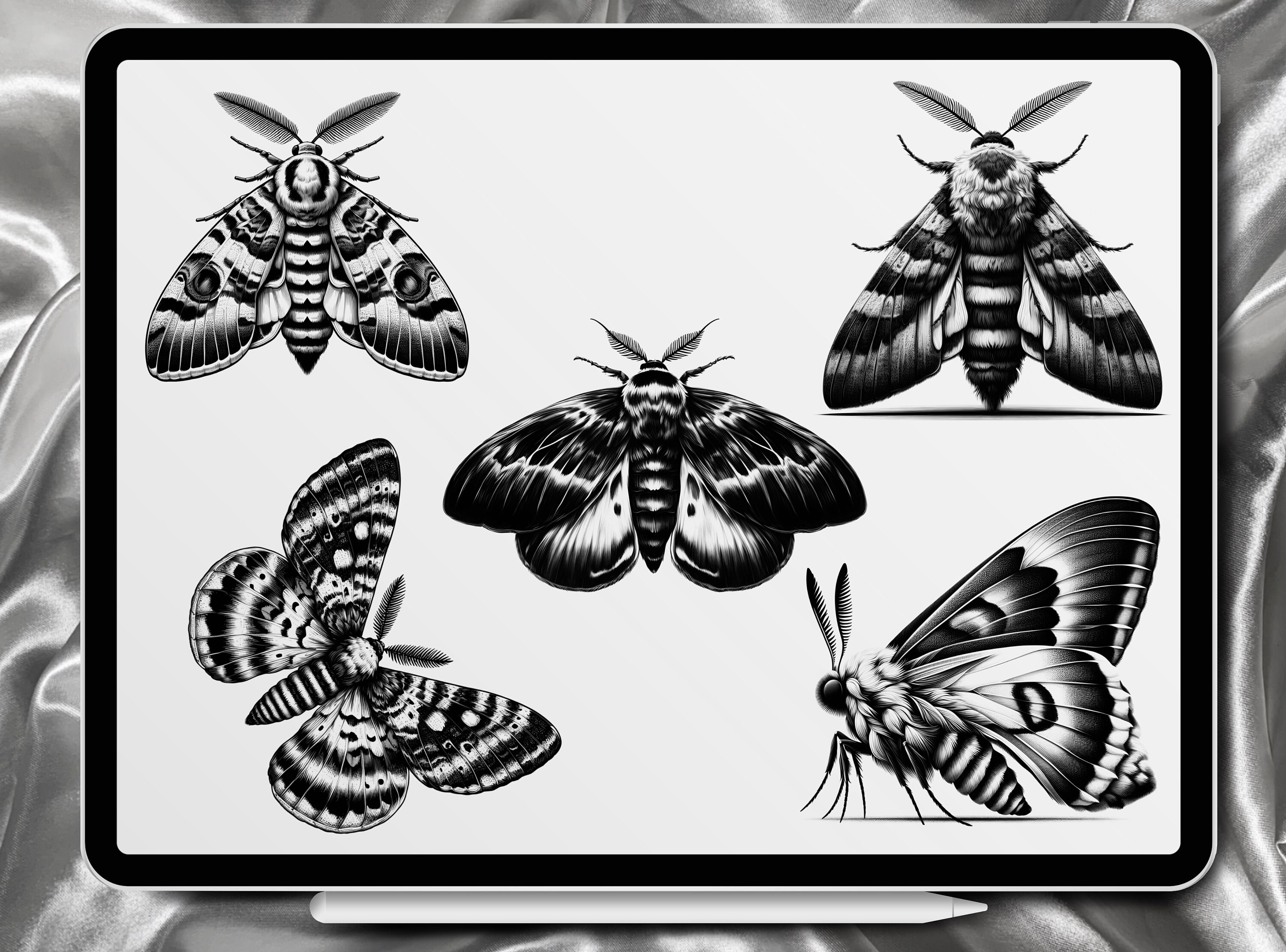Moth Tattoo Designs 40 Stamps Pack | INSTANT DOWNLOAD | Moth Stamps ...