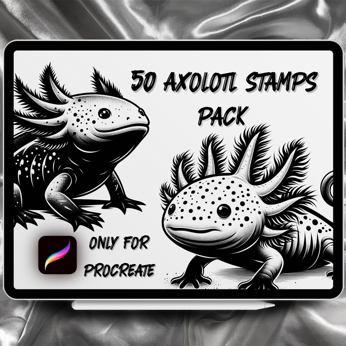 Axolotl Tattoo Designs 50 Stamps Pack | INSTANT DOWNLOAD | Axolotl ...