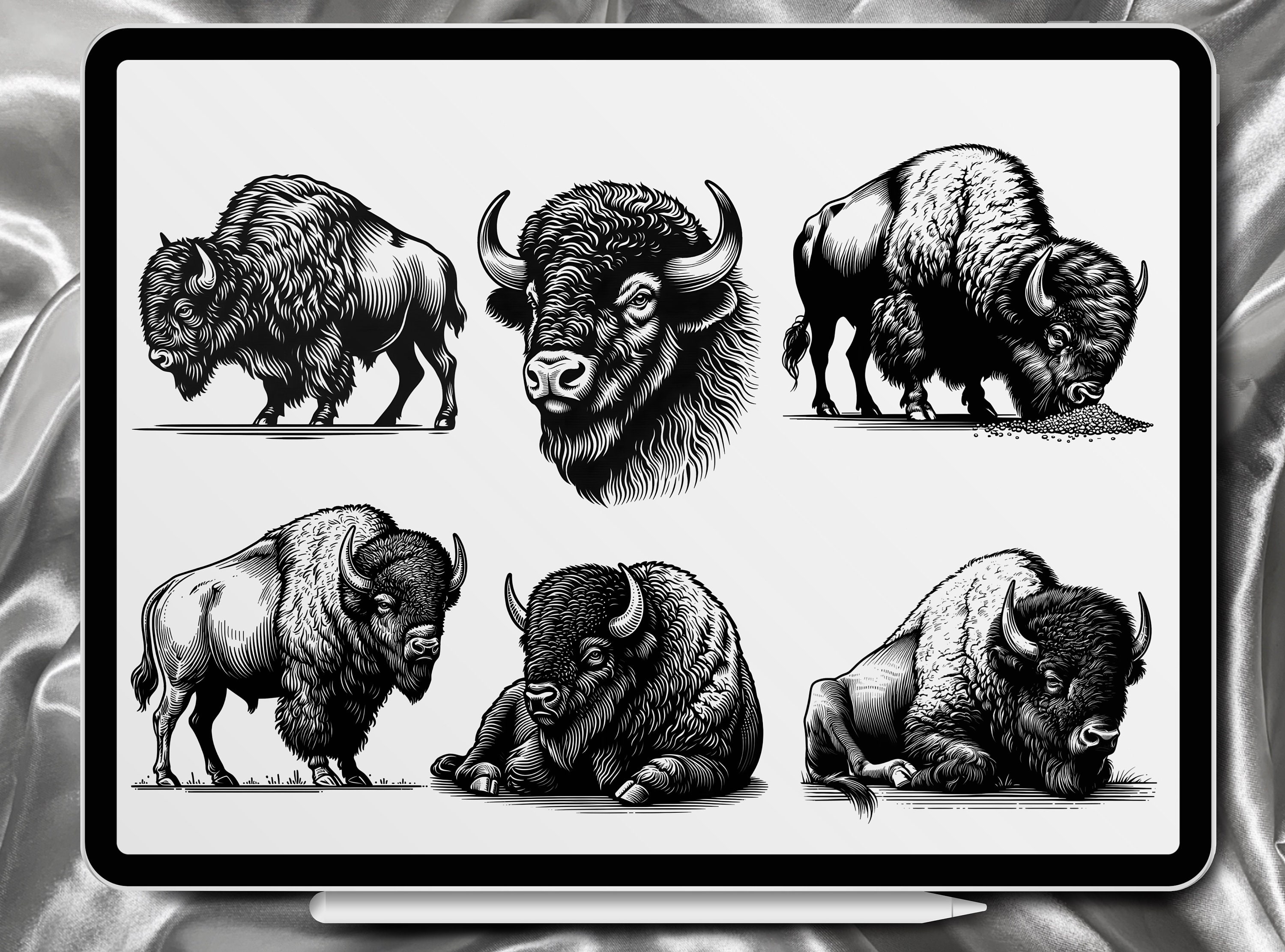 Bison Tattoo Designs 40 Stamps Pack | INSTANT DOWNLOAD | Bison Brushes ...