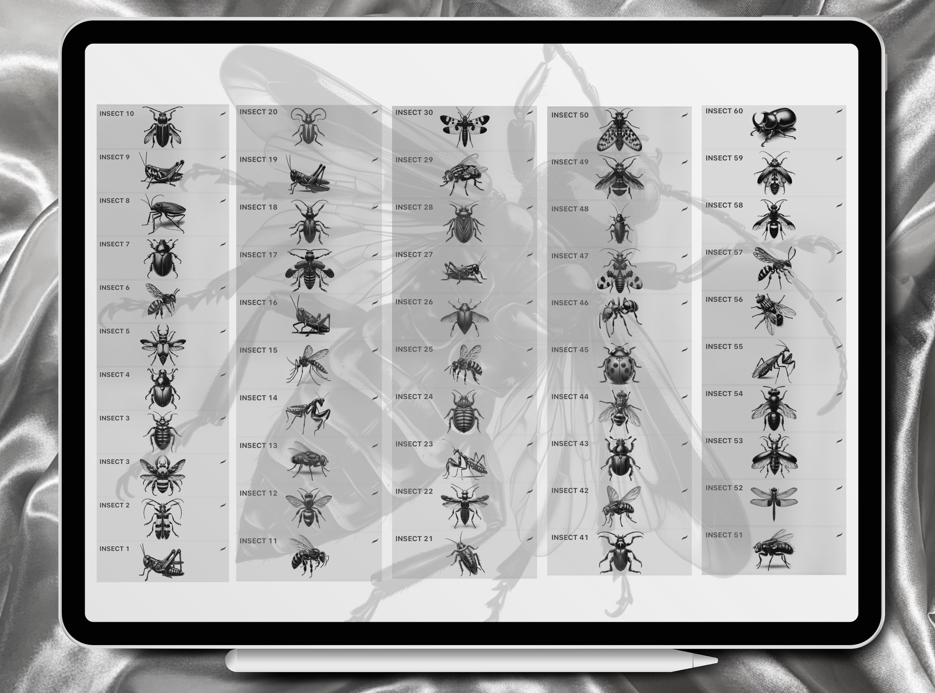 Insects Tattoo Designs 60 Stamps Pack | INSTANT DOWNLOAD | Insect ...
