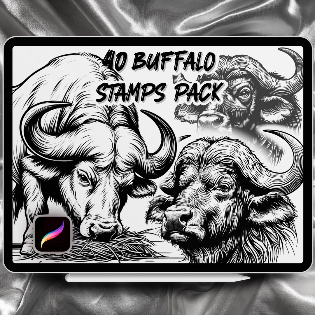 Buffalo Tattoo Designs 40 Stamps Pack | INSTANT DOWNLOAD | Buffalo ...