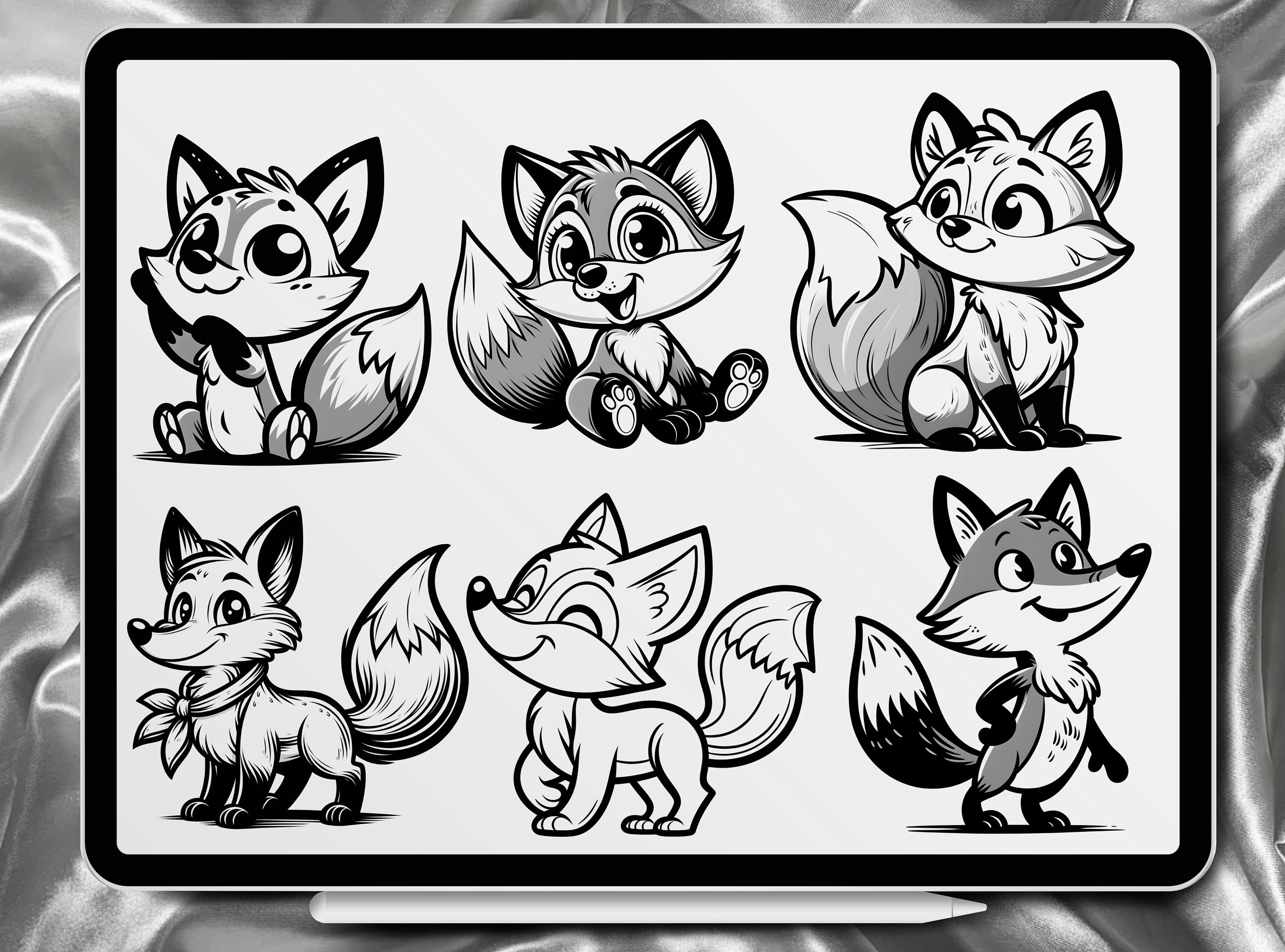 Cartoon Fox Tattoo Designs 50 Stamps Pack | INSTANT DOWNLOAD | Cartoon ...