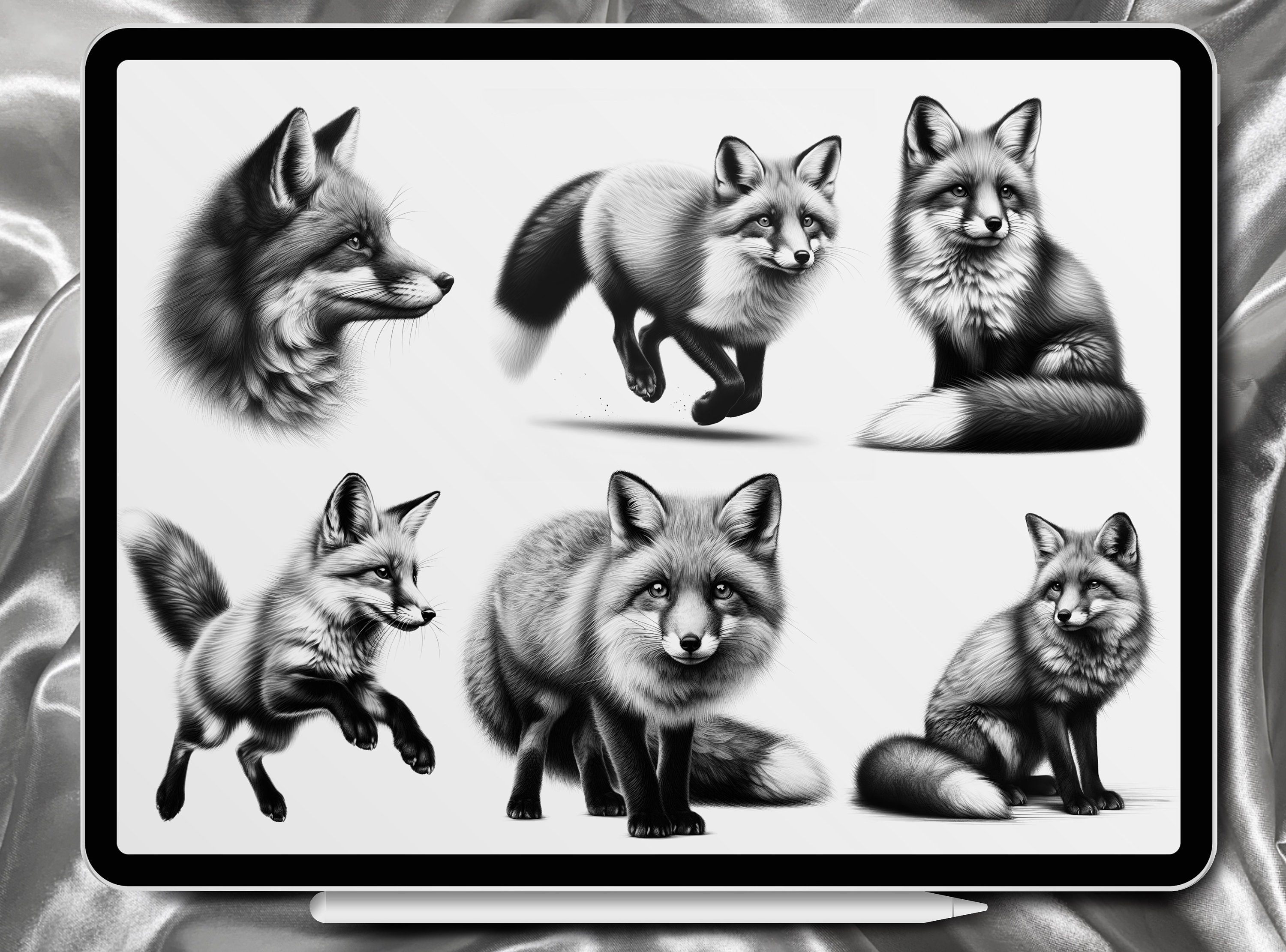 Realistic Fox Tattoo Designs 30 Stamps Pack | INSTANT DOWNLOAD ...