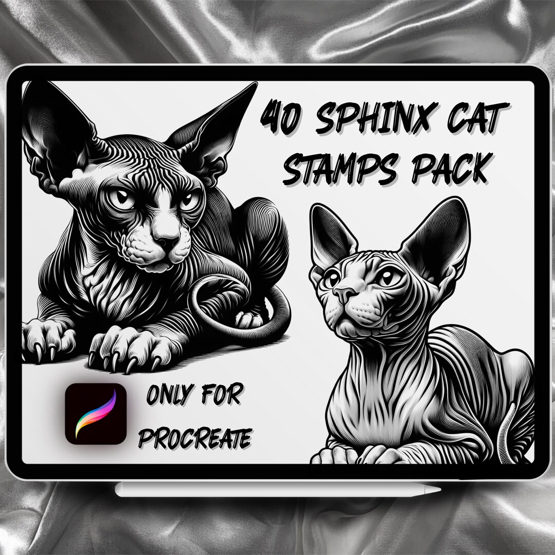 Sphinx Cat Tattoo Designs 40 Stamps Pack | INSTANT DOWNLOAD | Sphinx ...