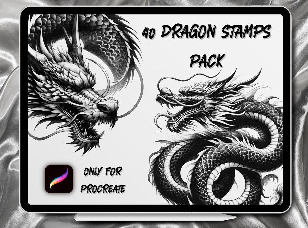 Dragons 40 Stamps for Procreate Dragon Brushes Dragon - Etsy