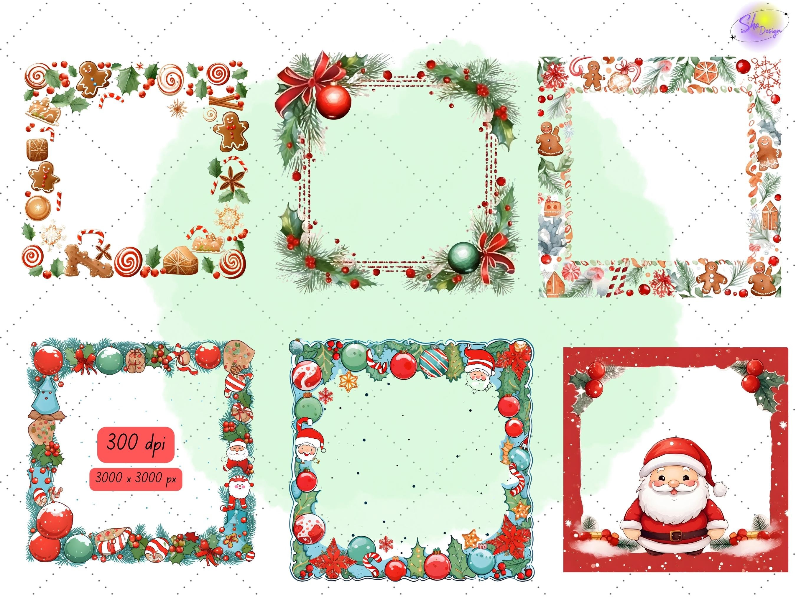 Christmas Frames, Watercolor Clipart, PNG, Christmas Borders, Christmas ...