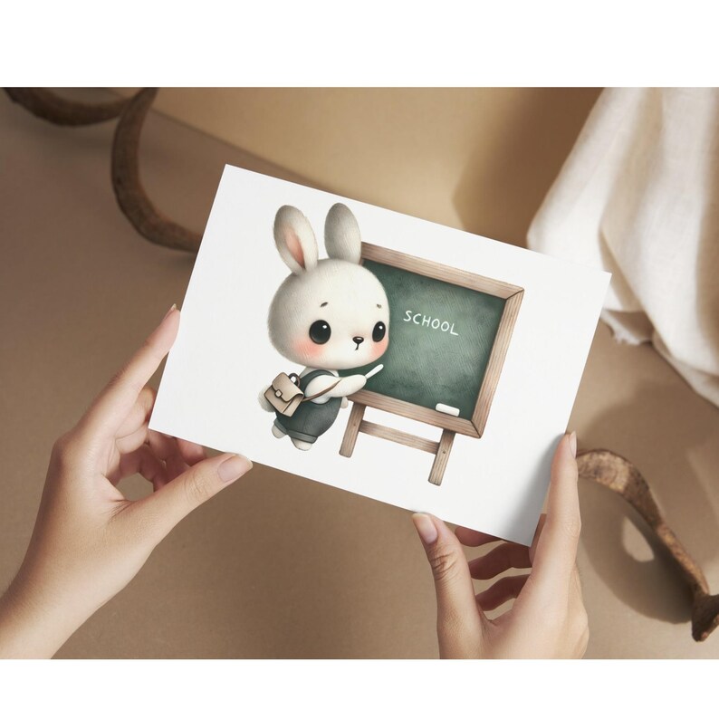 Back to School Bunny Bundle, Watercolor Bunny Clipart, Rabbit Png ...