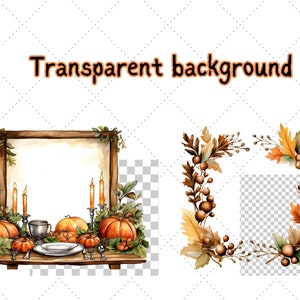 Thanksgiving Frames, Autumn Frames Watercolor Clipart, Fall Flowers ...