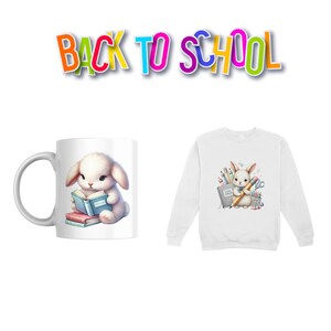 Back to School Bunny Bundle, Watercolor Bunny Clipart, Rabbit Png ...