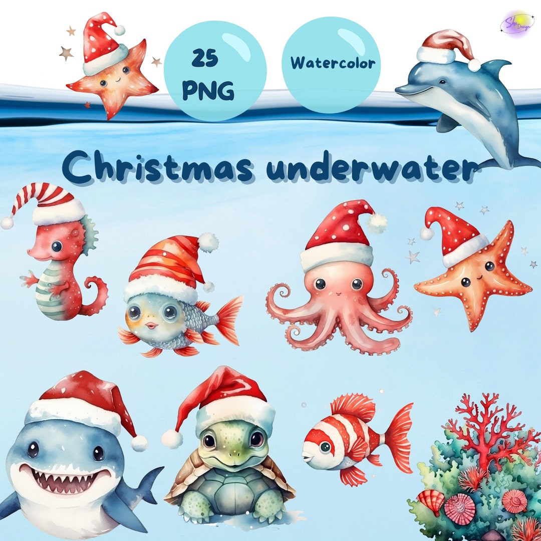 Aquatic Animals PNG, Underwater Clipart, Watercolor Sea Life Clipart ...