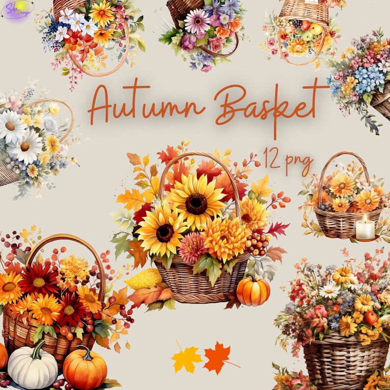 Autumn Basket, Flower Basket, Png, Fall Png, Sunflower, Fall ...