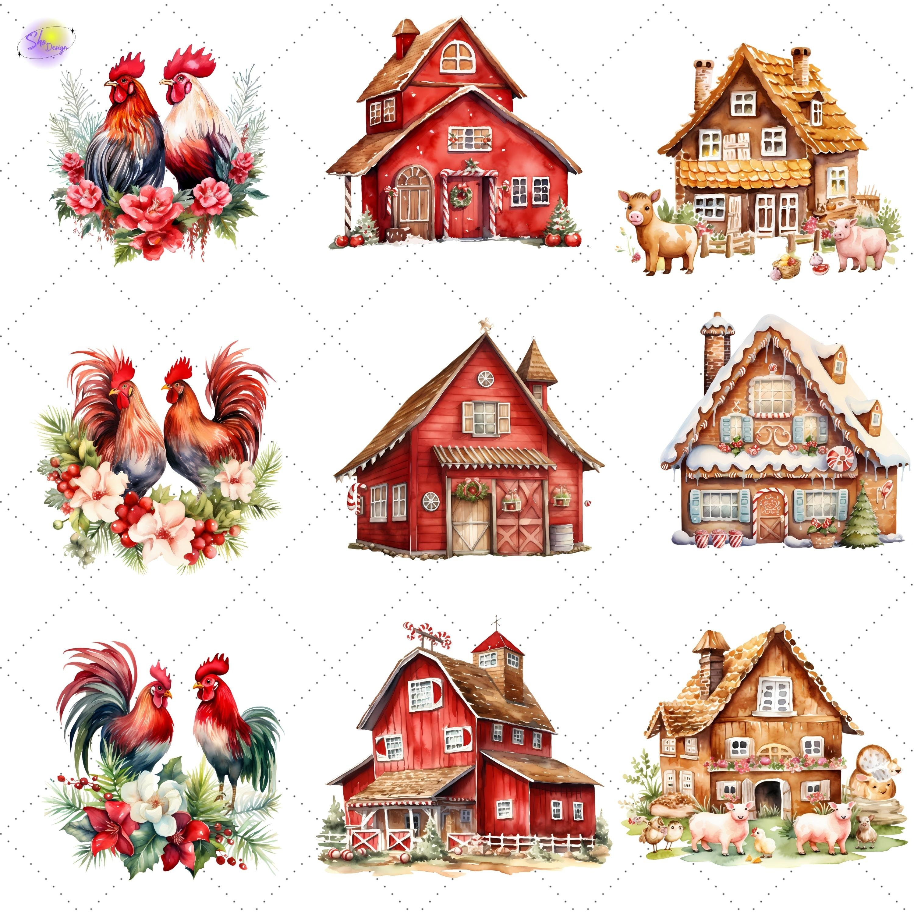 Christmas Farm Clipart Bundle, Christmas Sublimation, Christmas Barn ...
