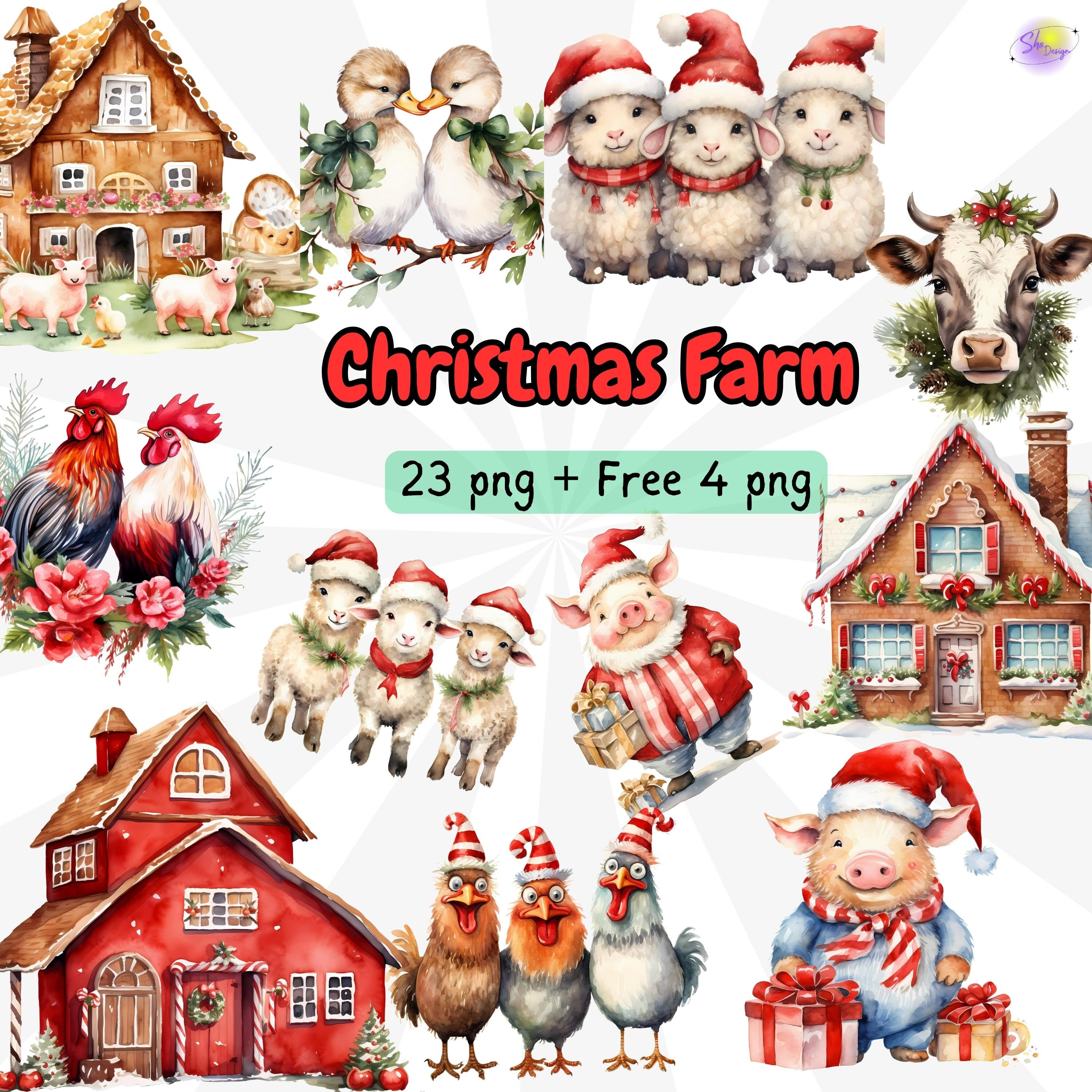 Christmas Farm Clipart Bundle, Christmas Sublimation, Christmas Barn ...