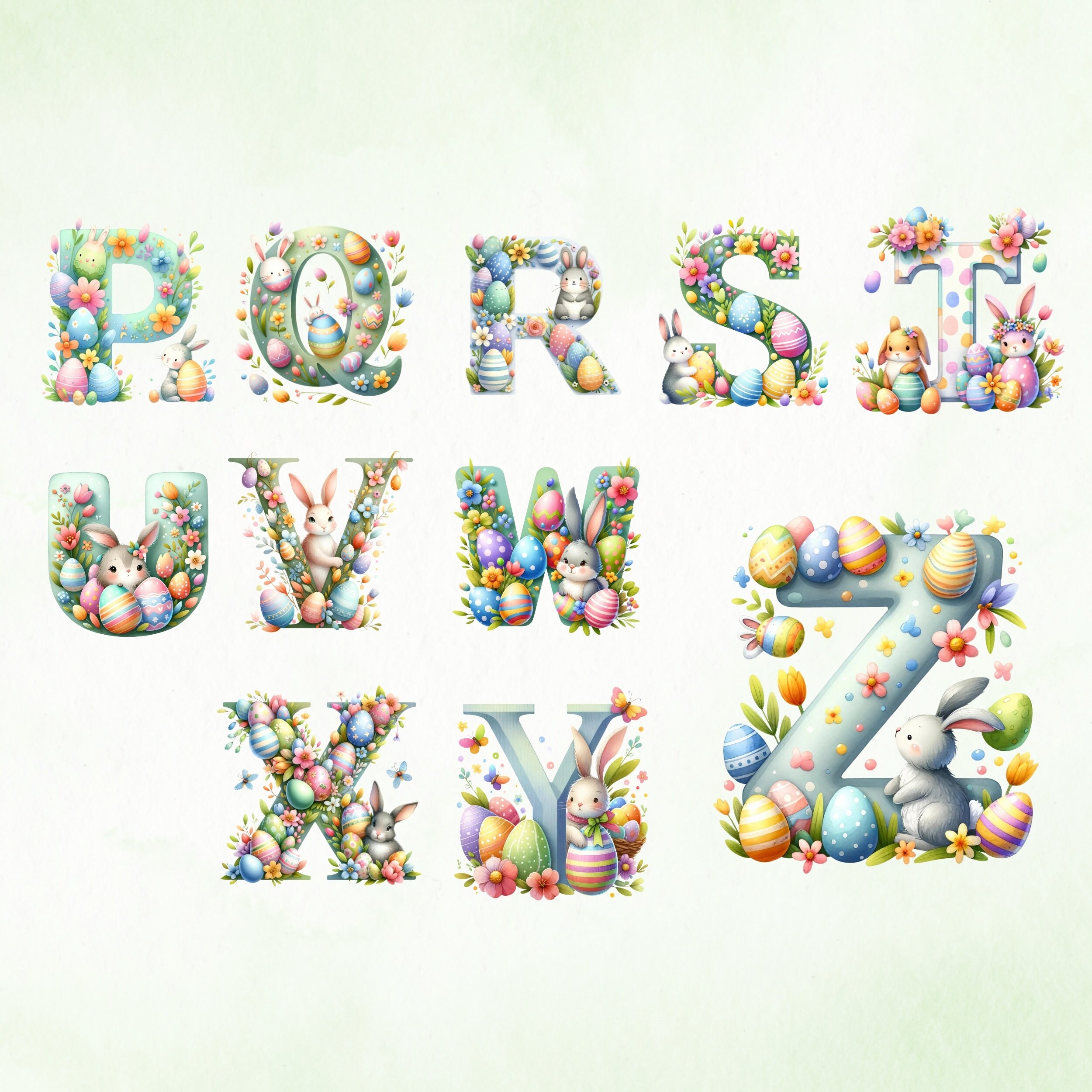 Easter Alphabet PNG, Doodle Letters PNG, Easter Font Png, Floral ...