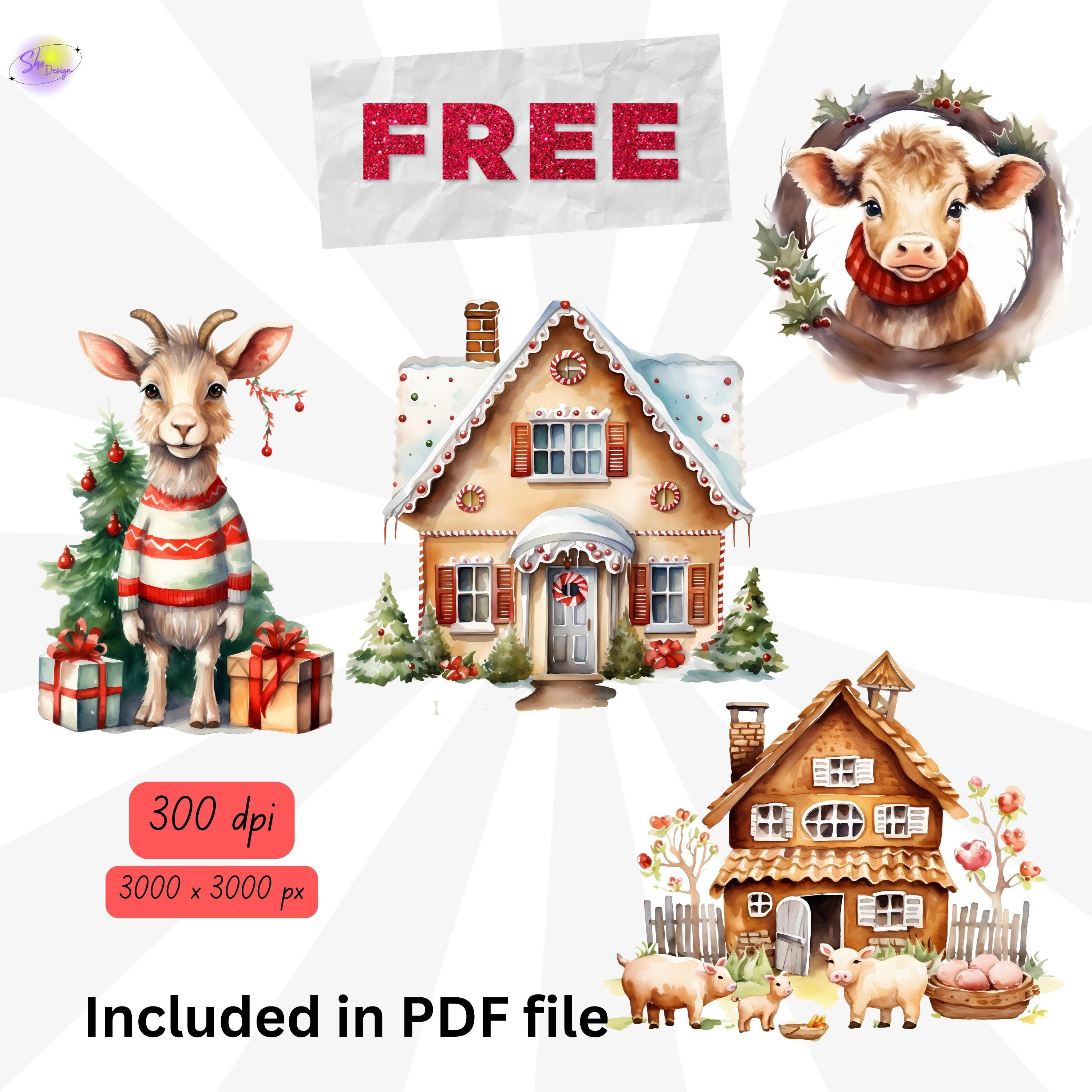 Christmas Farm Clipart Bundle, Christmas Sublimation, Christmas Barn ...
