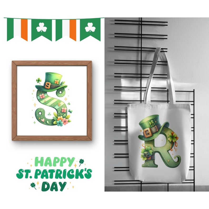 St Patrick Alphabet Clipart PNG Sublimation, Leprechaun Letters Clipart ...