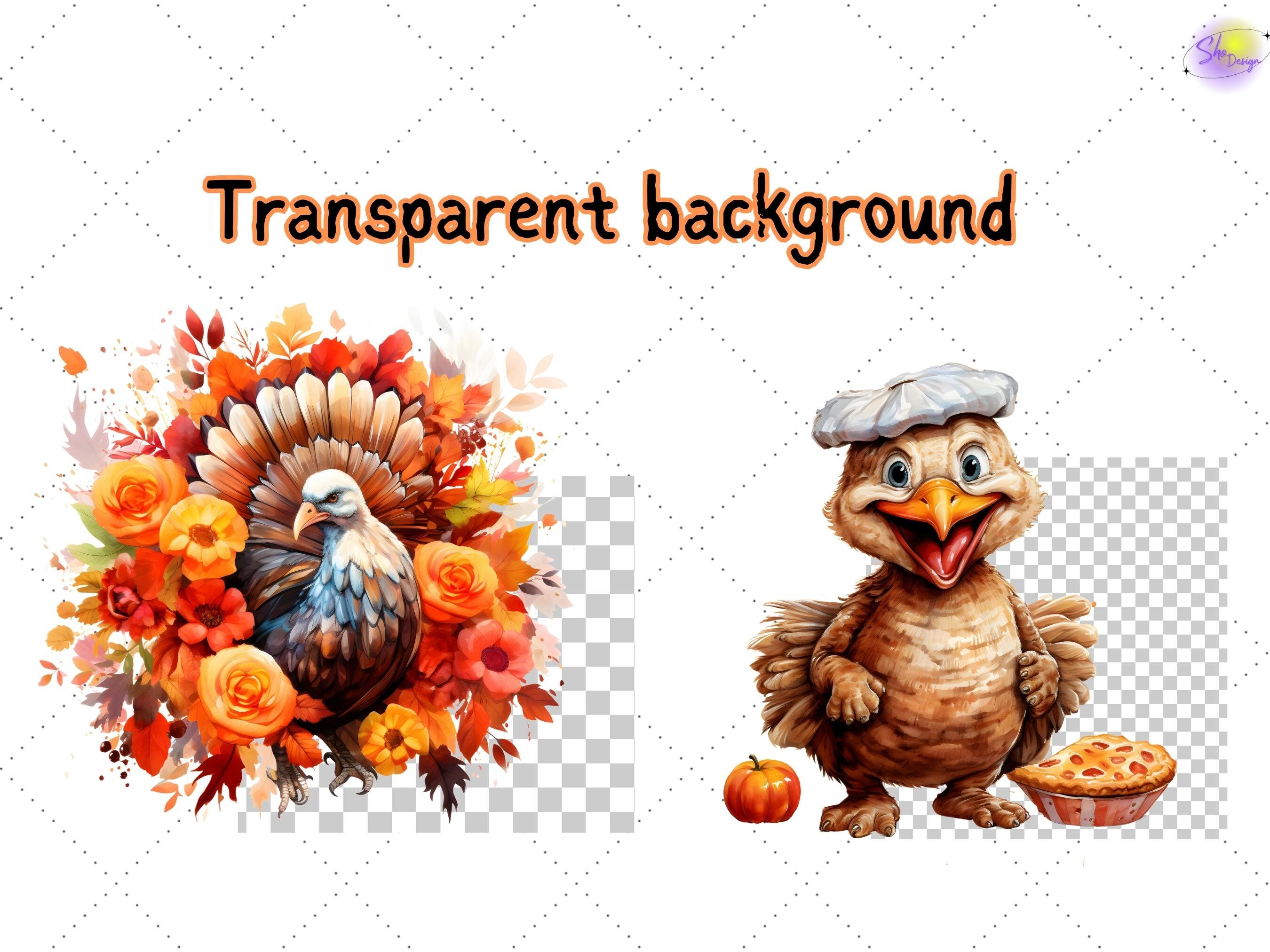 Turkeys Vintage Watercolor Clipart Set, High Resolution Thanksgiving ...