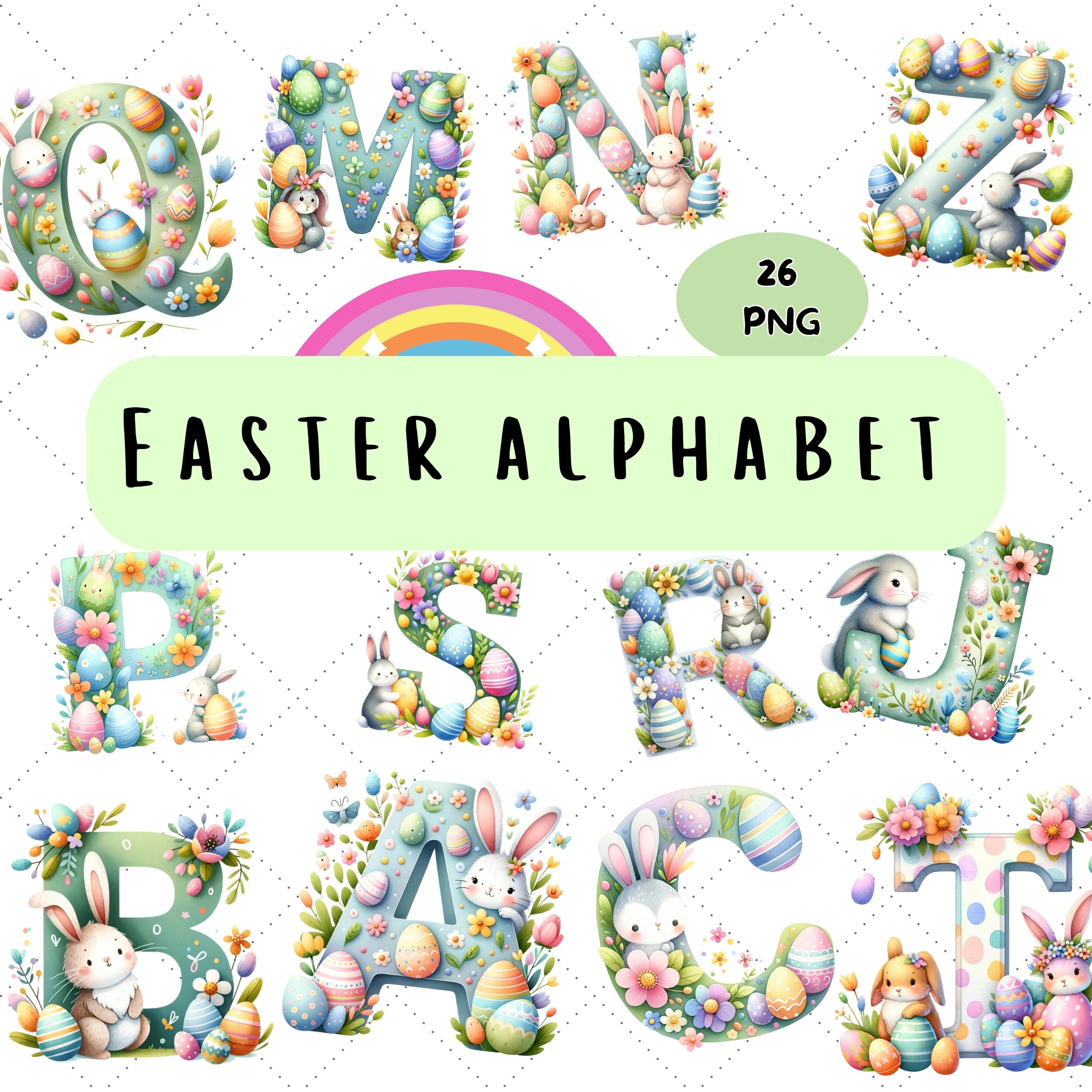Easter Alphabet PNG, Doodle Letters PNG, Easter Font Png, Floral ...