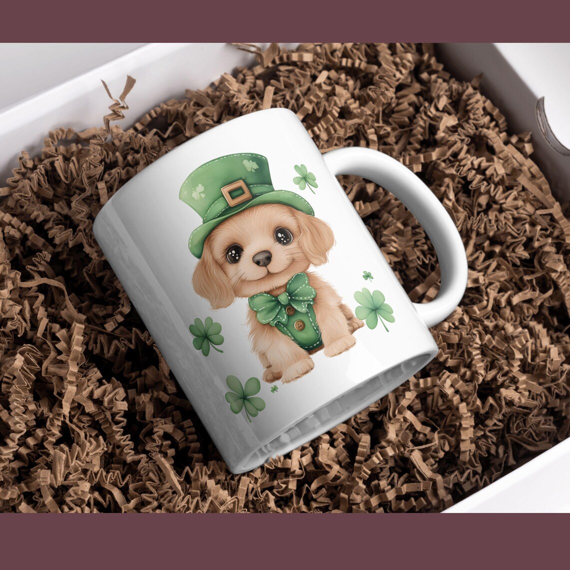 St Patrick's Day Puppy Clipart, Watercolor St Patrick's Dog PNG, Puppy ...