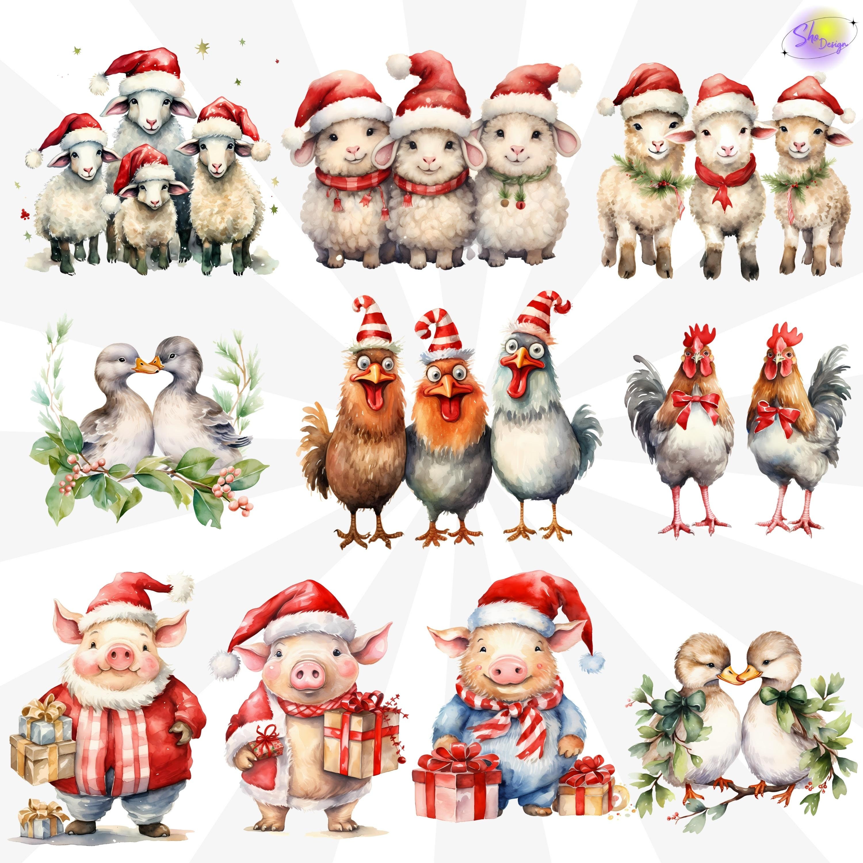 Christmas Farm Clipart Bundle, Christmas Sublimation, Christmas Barn ...