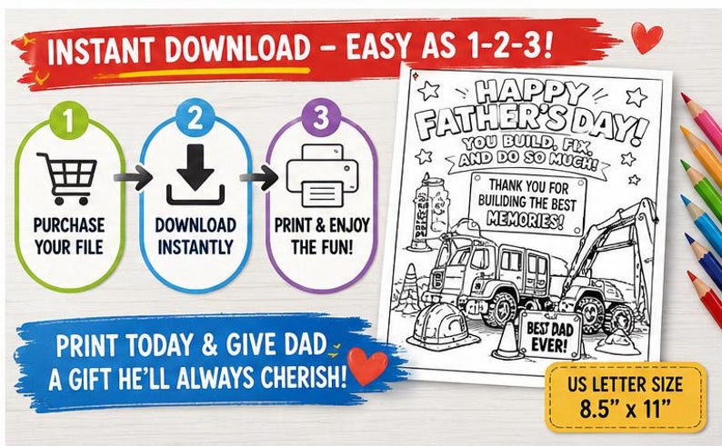 Father's Day Coloring Pages Bundle | Kids Printable Activity (PDF ...