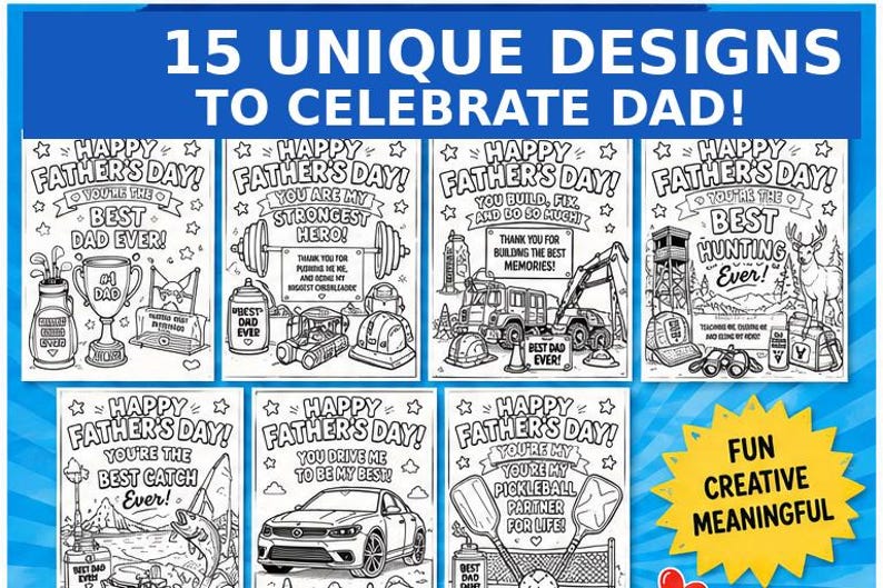 Father's Day Coloring Pages Bundle | Kids Printable Activity (PDF ...