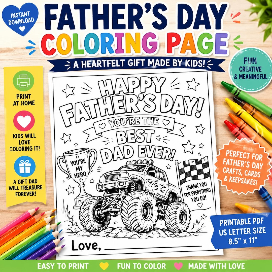 Father's Day Coloring Pages Bundle | Kids Printable Activity (PDF ...
