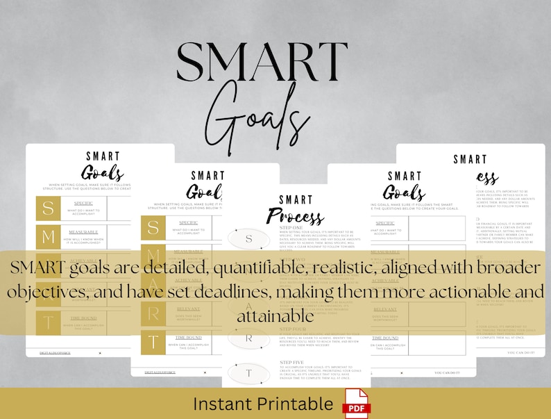 Smart Goals Template | Clear Goals | Smarter Objectives - Etsy