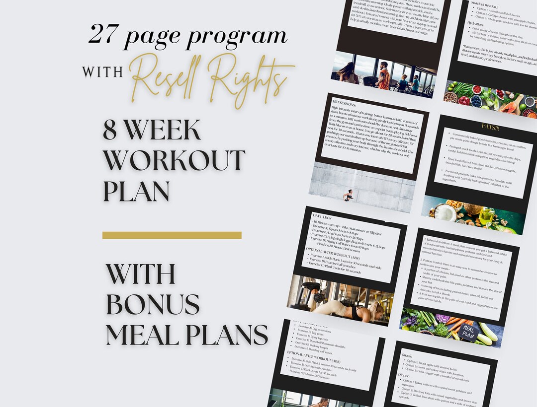 8 Week Workout Plan With Bonus Meal Plans - Etsy