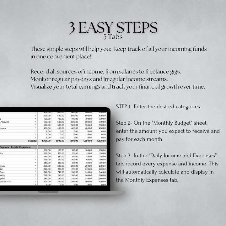 Simple Household Budget Tracker - Etsy