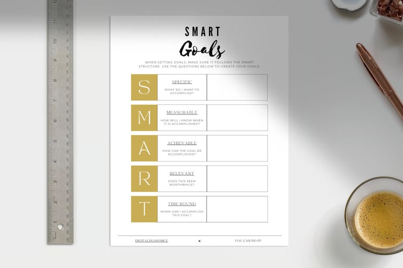 Smart Goals Template | Clear Goals | Smarter Objectives - Etsy