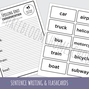 Transportation Themed Printable Homeschool Spelling Unit | Printable ...