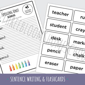 School Themed Printable Homeschool Spelling Unit | Printable Homeschool ...